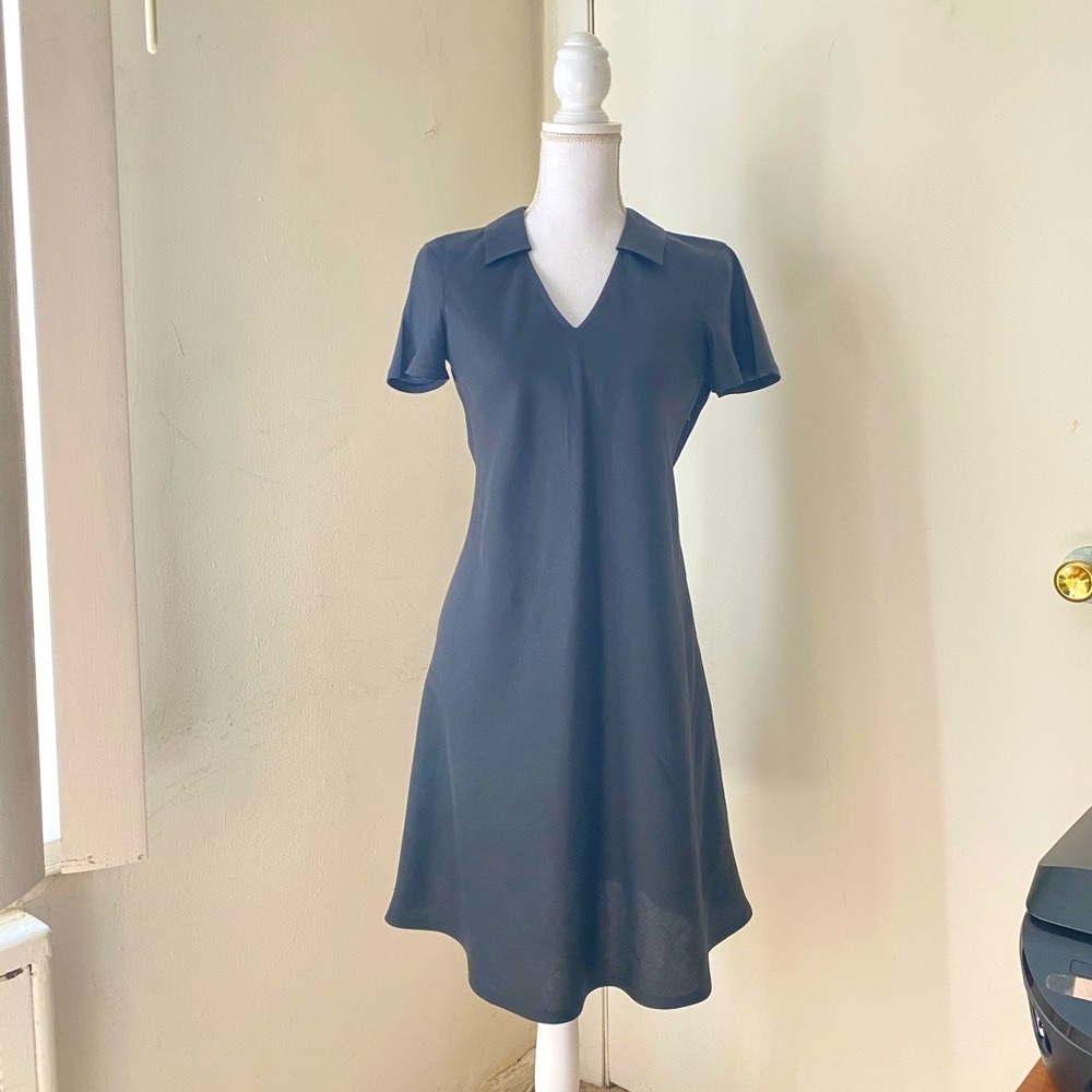 Emporia Armani Open V Neck Collar Linen Dress - Gem